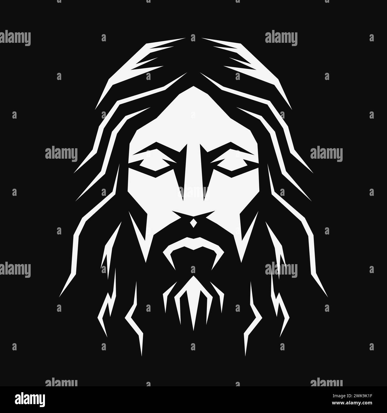Jesus Christ face logo. Black and white icon. Vector illustration ESP10 ...