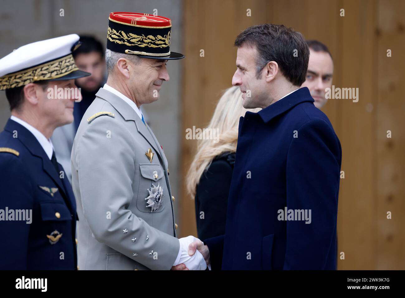 French President Emmanuel Macron greets French Chief of the Defense ...