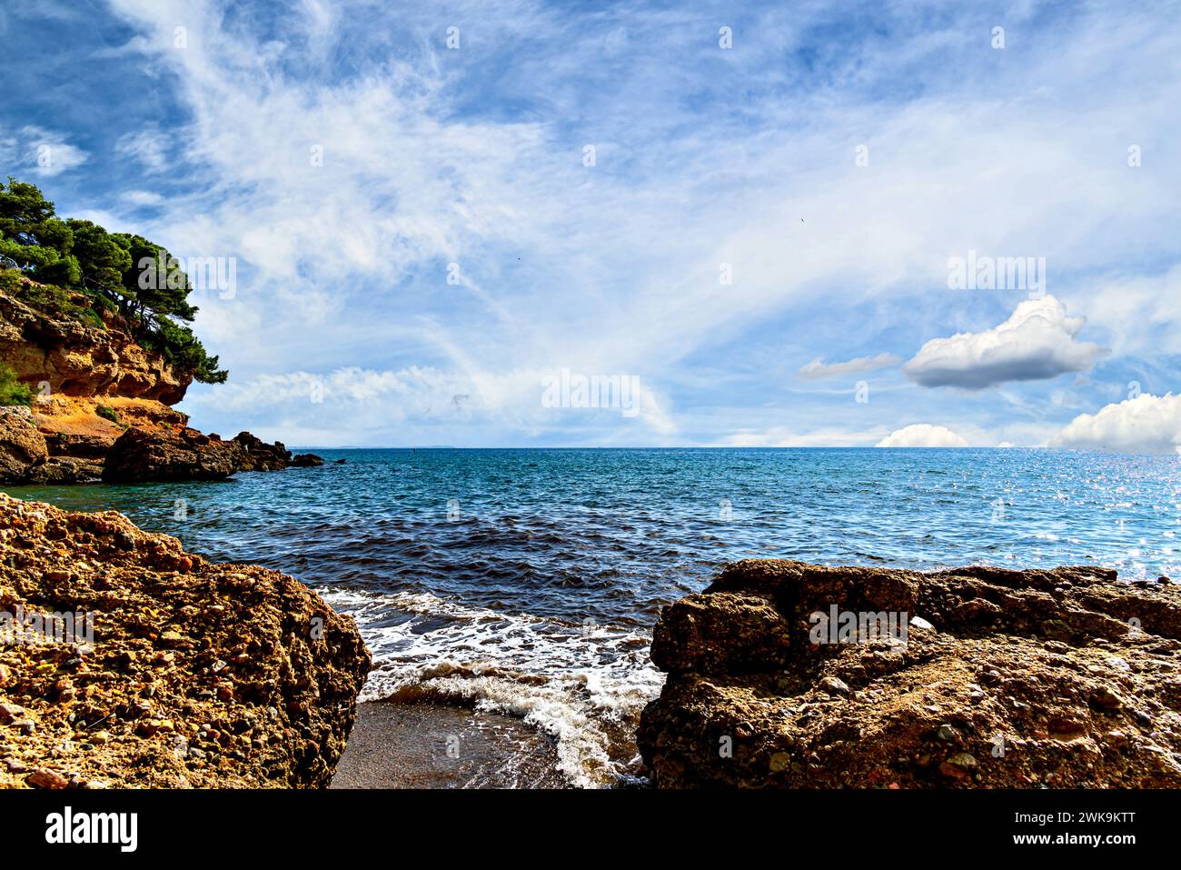 Views of the beautiful cove in the town of Miami Playa, Tarragona ...