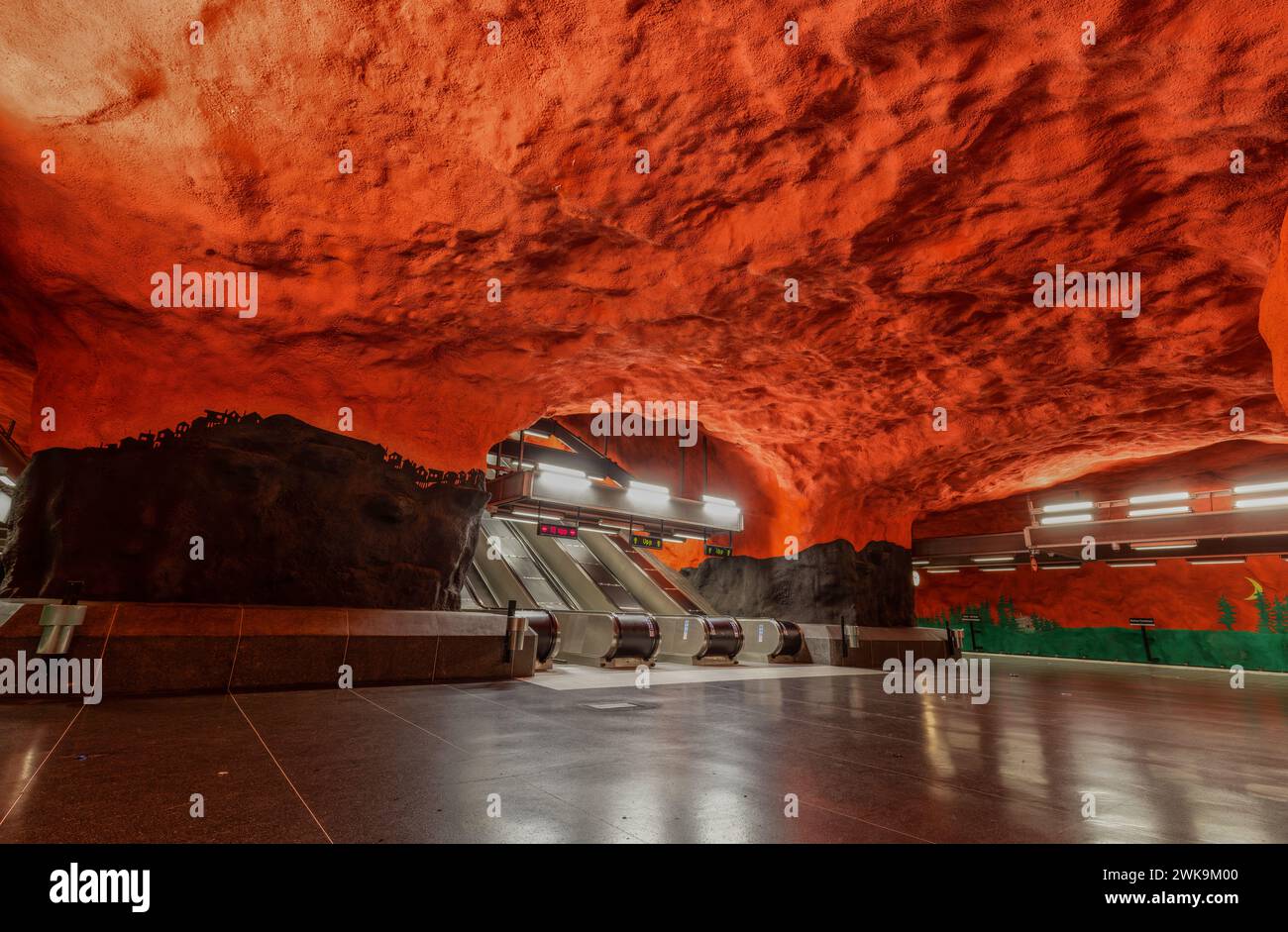 Solna Centrum metro, subway station on blue line on Stockholm ...