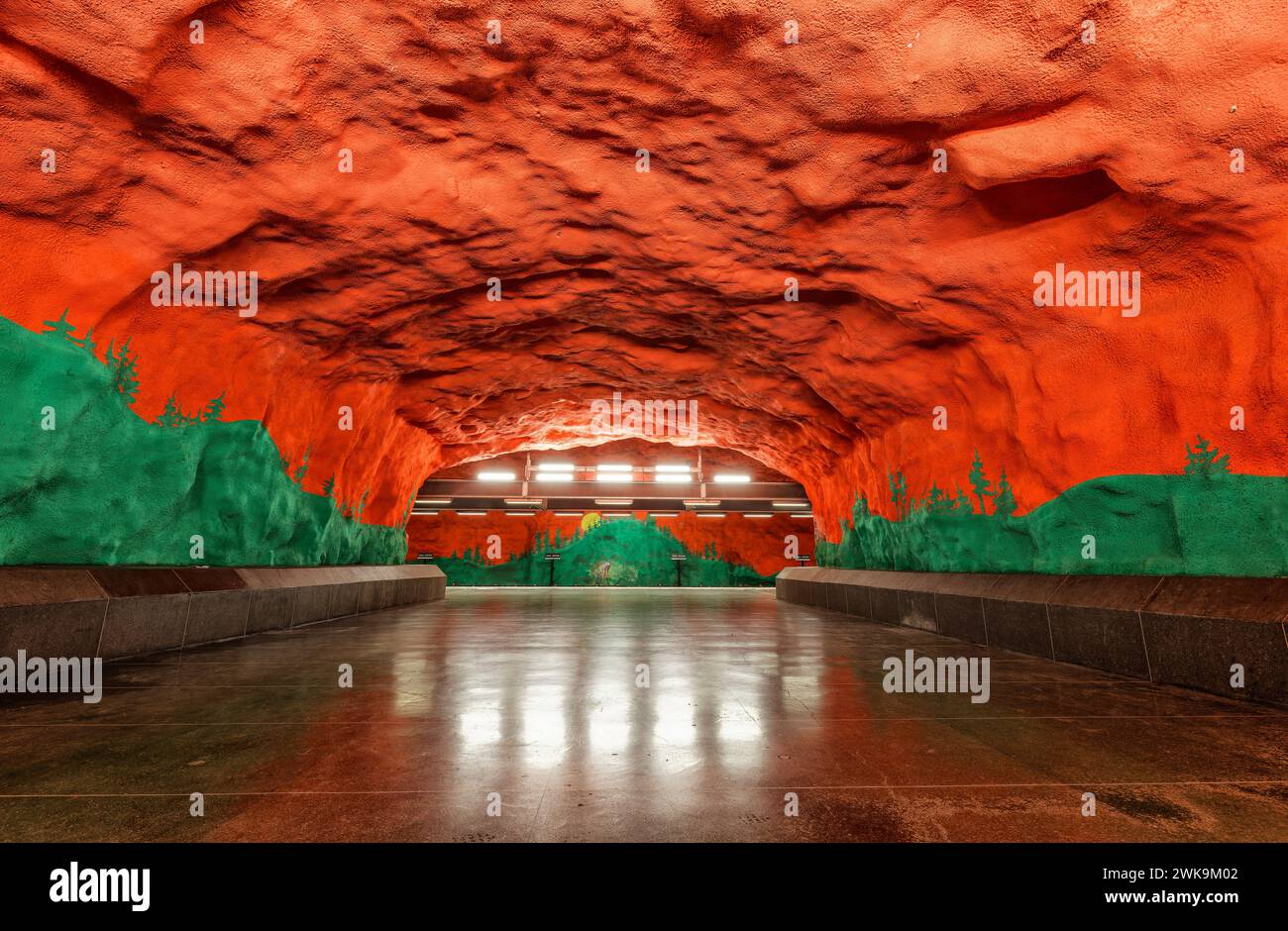 Solna Centrum metro, subway station on blue line on Stockholm ...