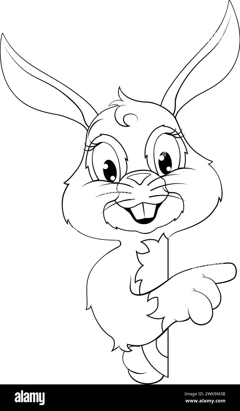 Easter Bunny Rabbit Cartoon Character Peeking Sign Stock Vector Image ...