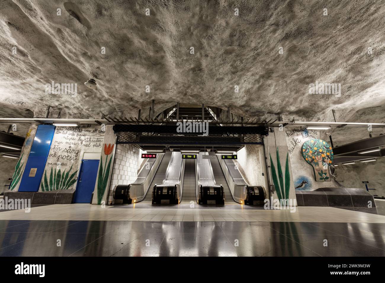 Tensta metro, subway station on blue line Stockholm Tunnelbana in ...