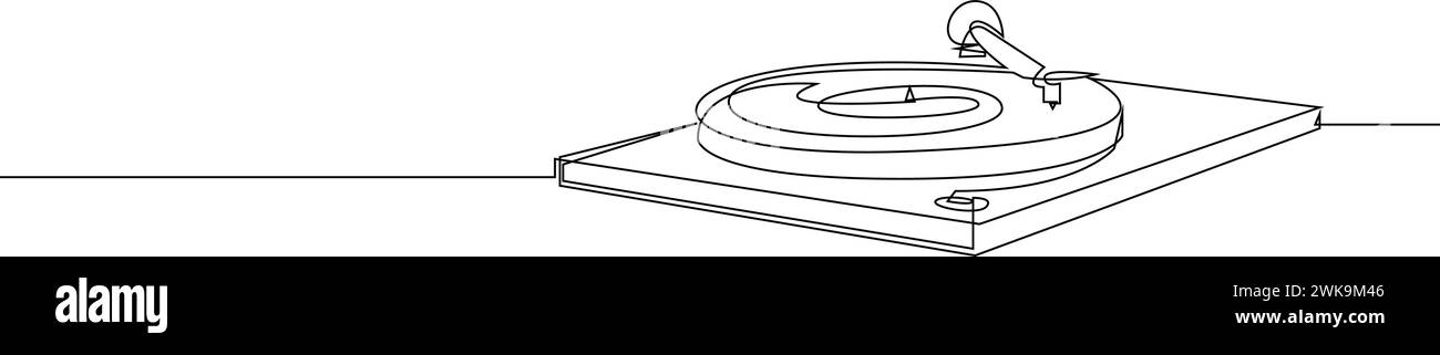 Vinyl record player turntable one line art. Continuous line drawing of ...