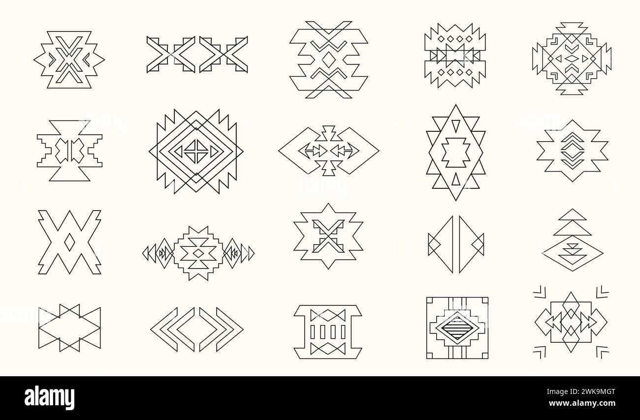 Aztec Navajo Tribal Shapes Set Southwestern Symbol Stock Vector Image ...