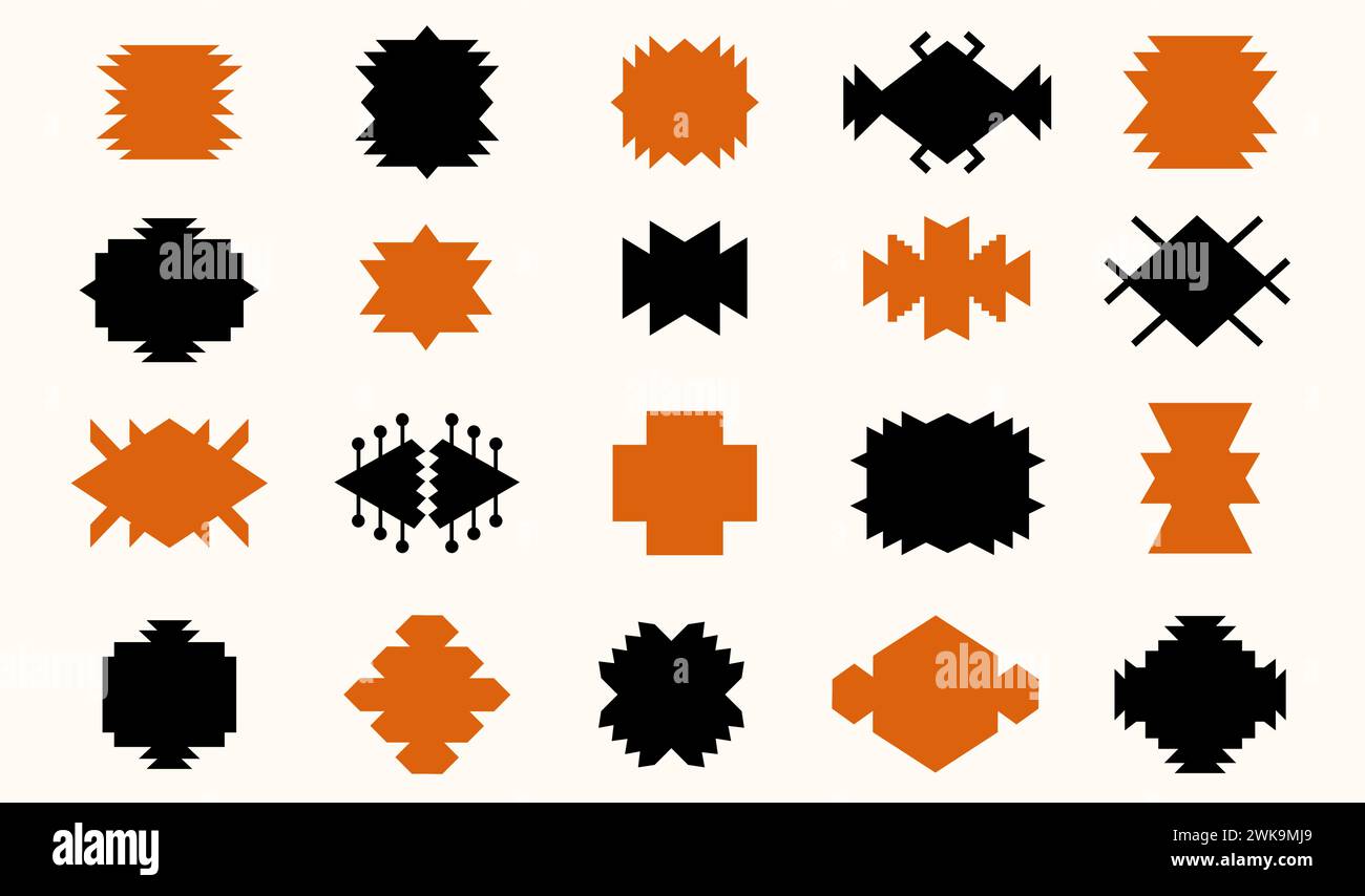 Aztec Navajo Tribal Shapes Set Southwestern Symbol Stock Vector Image ...