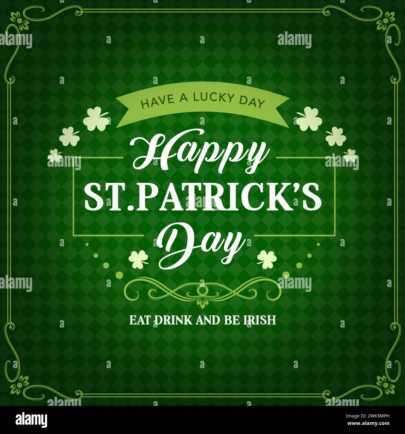 Saint Patricks Day holiday greetings banner on shamrock green ...