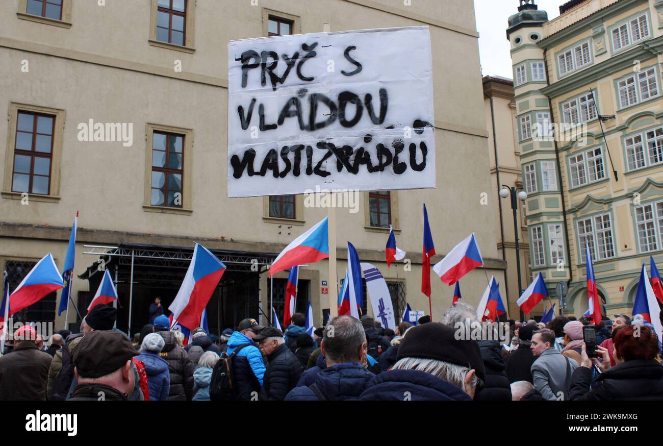 The protest of Czech farmers in Prague, Czech Republic, on February 19 ...