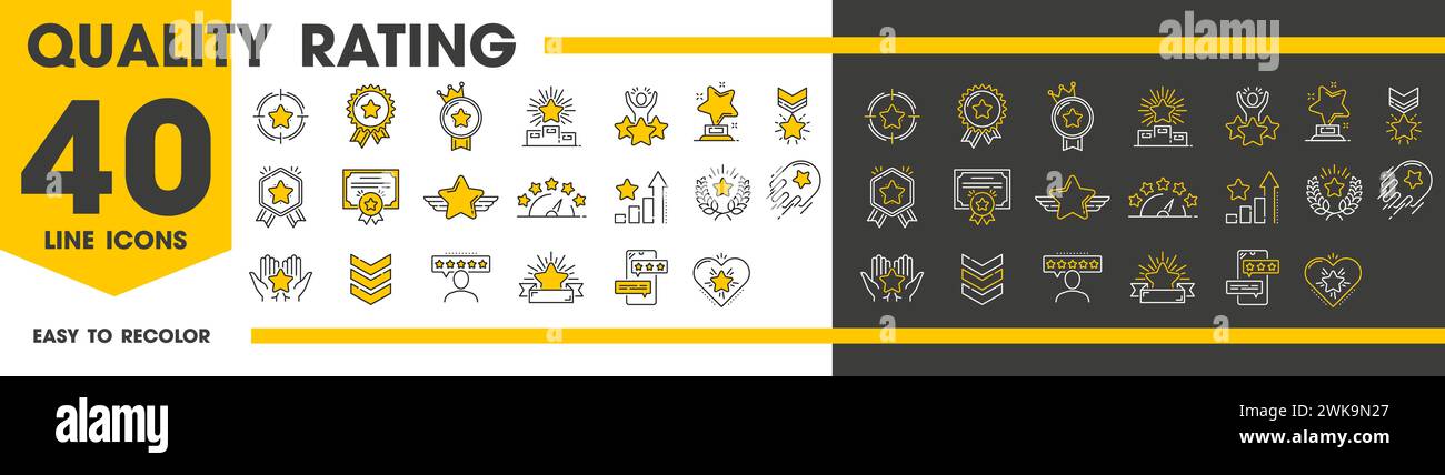 Quality rating icons of rank, reward or grade stars with winner ...