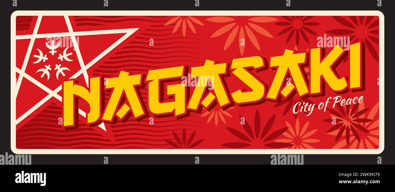 Nagasaki Japanese Retro Travel Plate Japan City Vacation Journey Nostalgic Banner Or Tin Sign