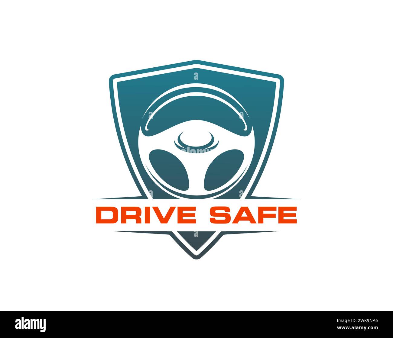 Safe drive icon, driving school symbol, features car steering wheel ...