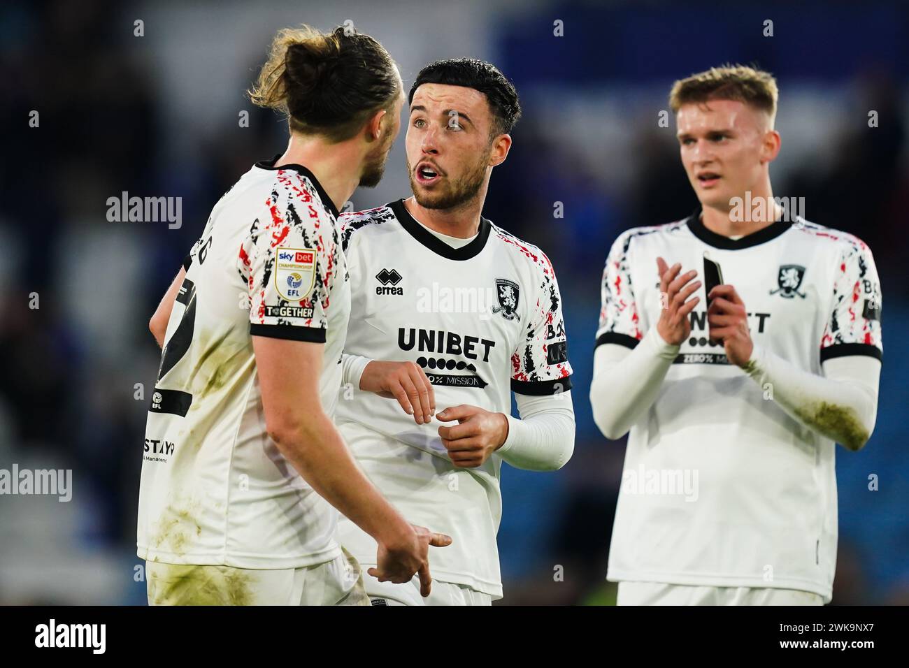 Middlesbrough's Finn Azaz (centre) with teammates Luke Ayling and Lukas ...