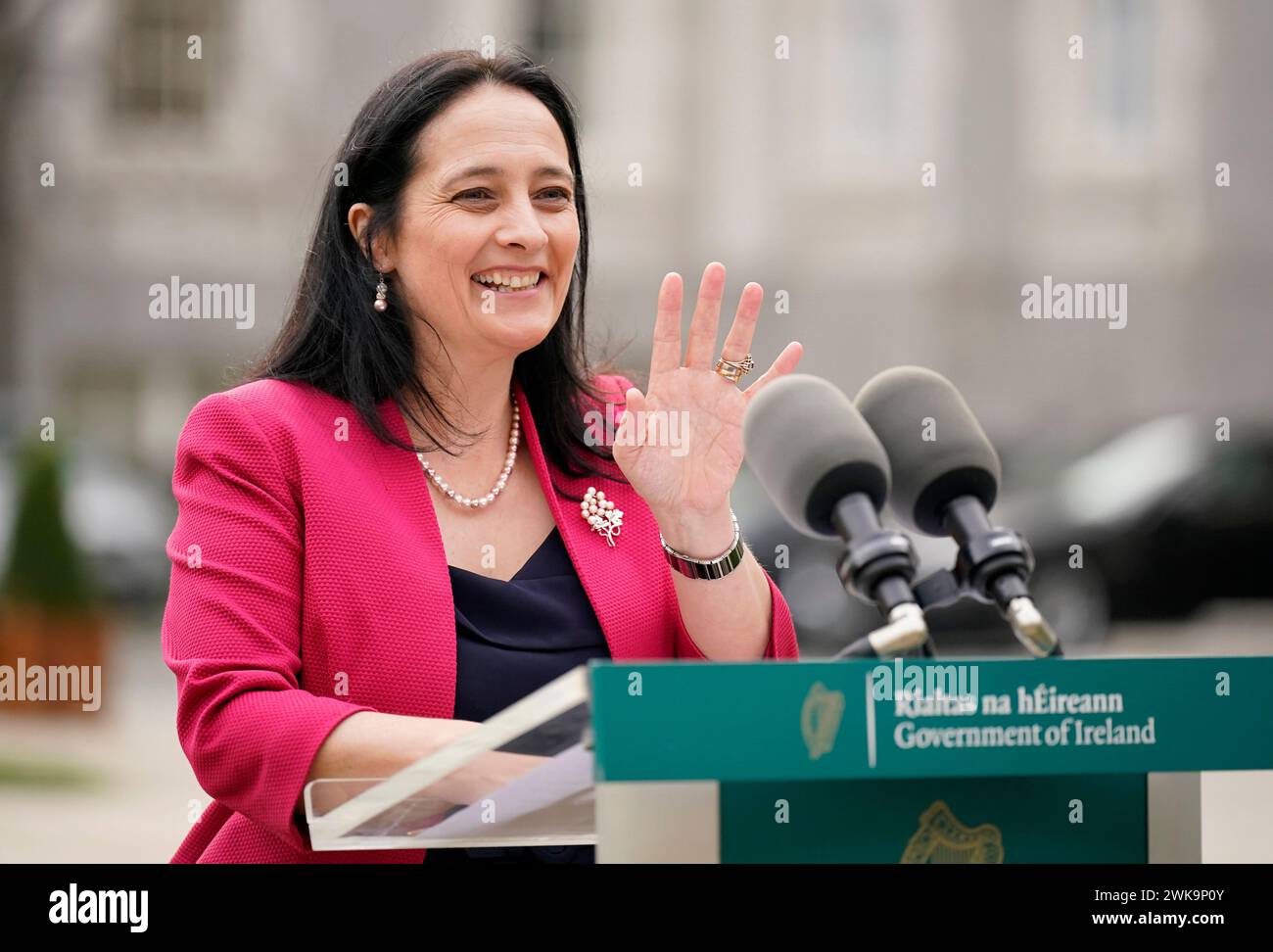 Culture Minister Catherine Martin speaking at Government Buildings ...