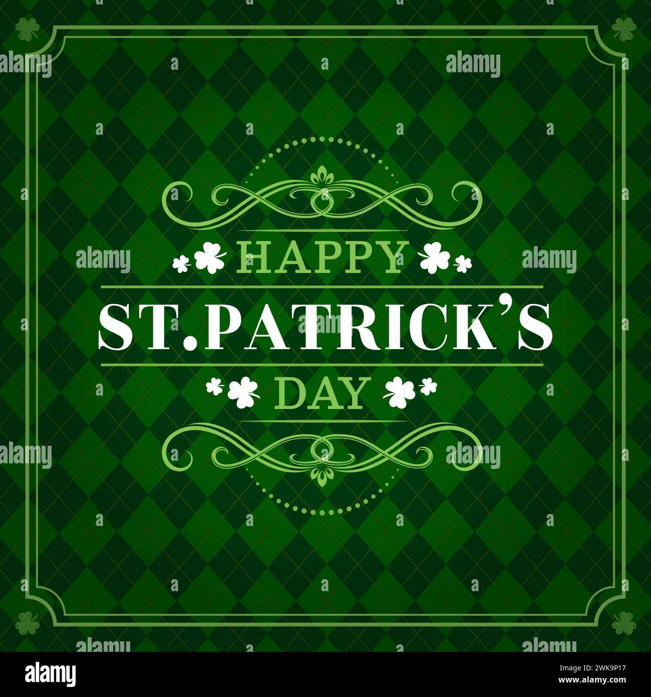 Saint Patricks Day irish holiday greetings banner with green shamrock ...