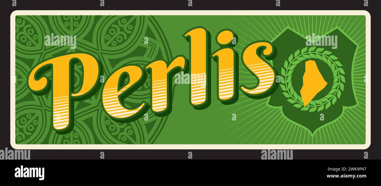 Perlis state of Malaysia, Malaysian territory or region. Vector travel ...