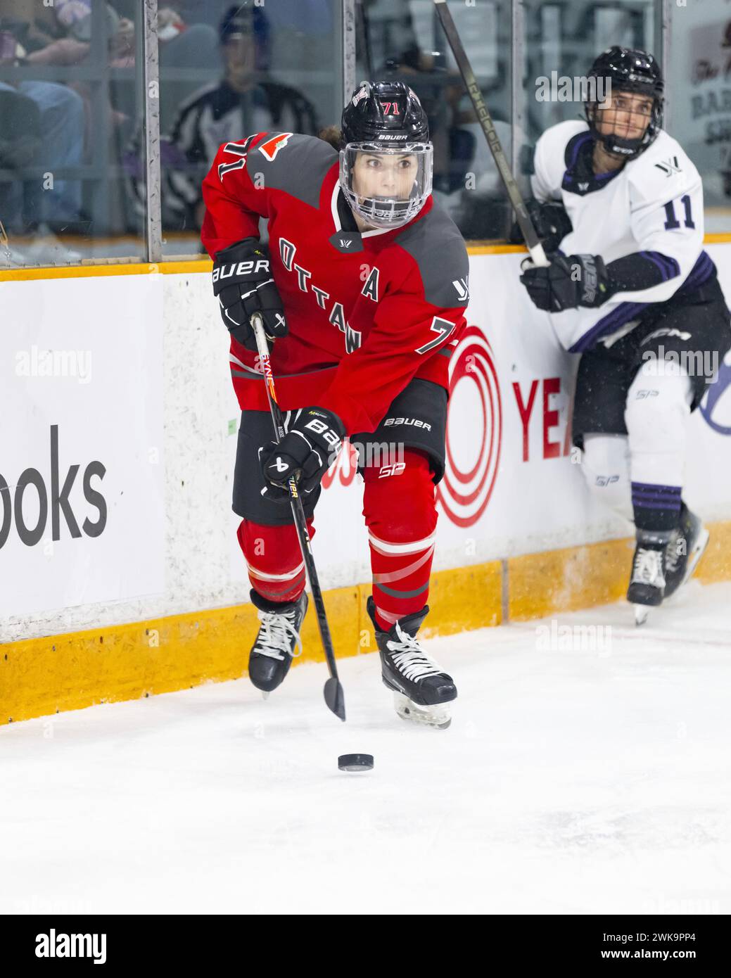 OTTAWA, ON - FEBRUARY 17: Ottawa Defender Jincy Roese (71) skates with ...