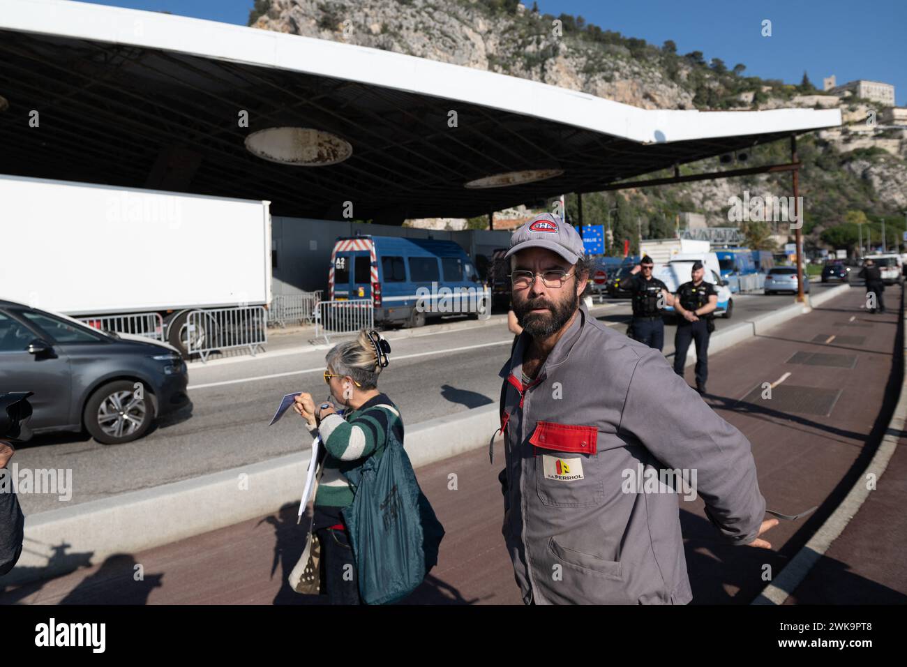 Menton, France. 19th Feb, 2024. French farmer and activist Cedric ...