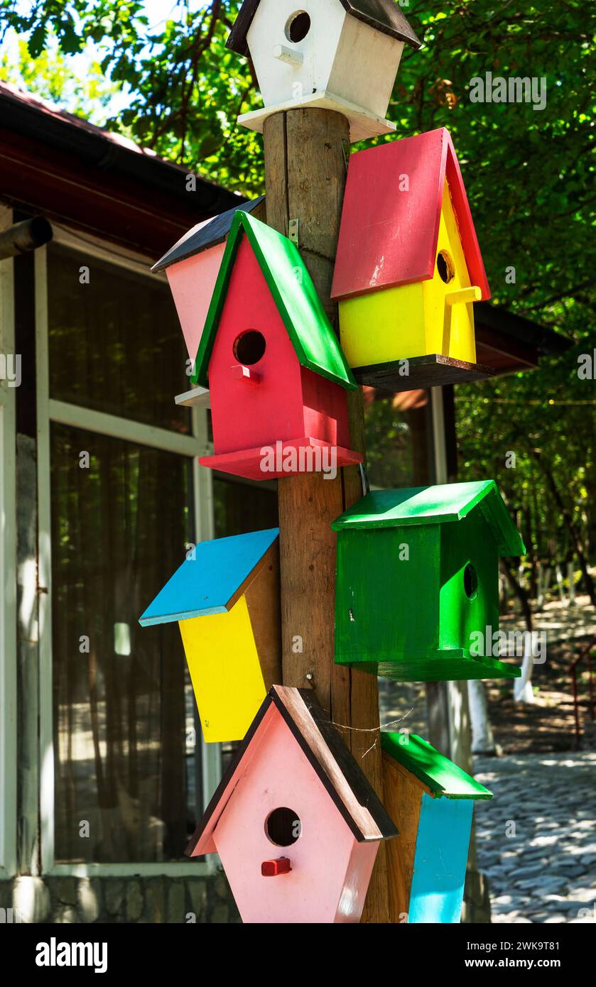 Birdhouses made wood hanging hi-res stock photography and images - Alamy