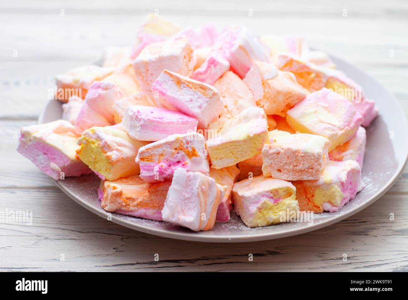 Falling of colorful marshmallows isolated on white background Stock ...