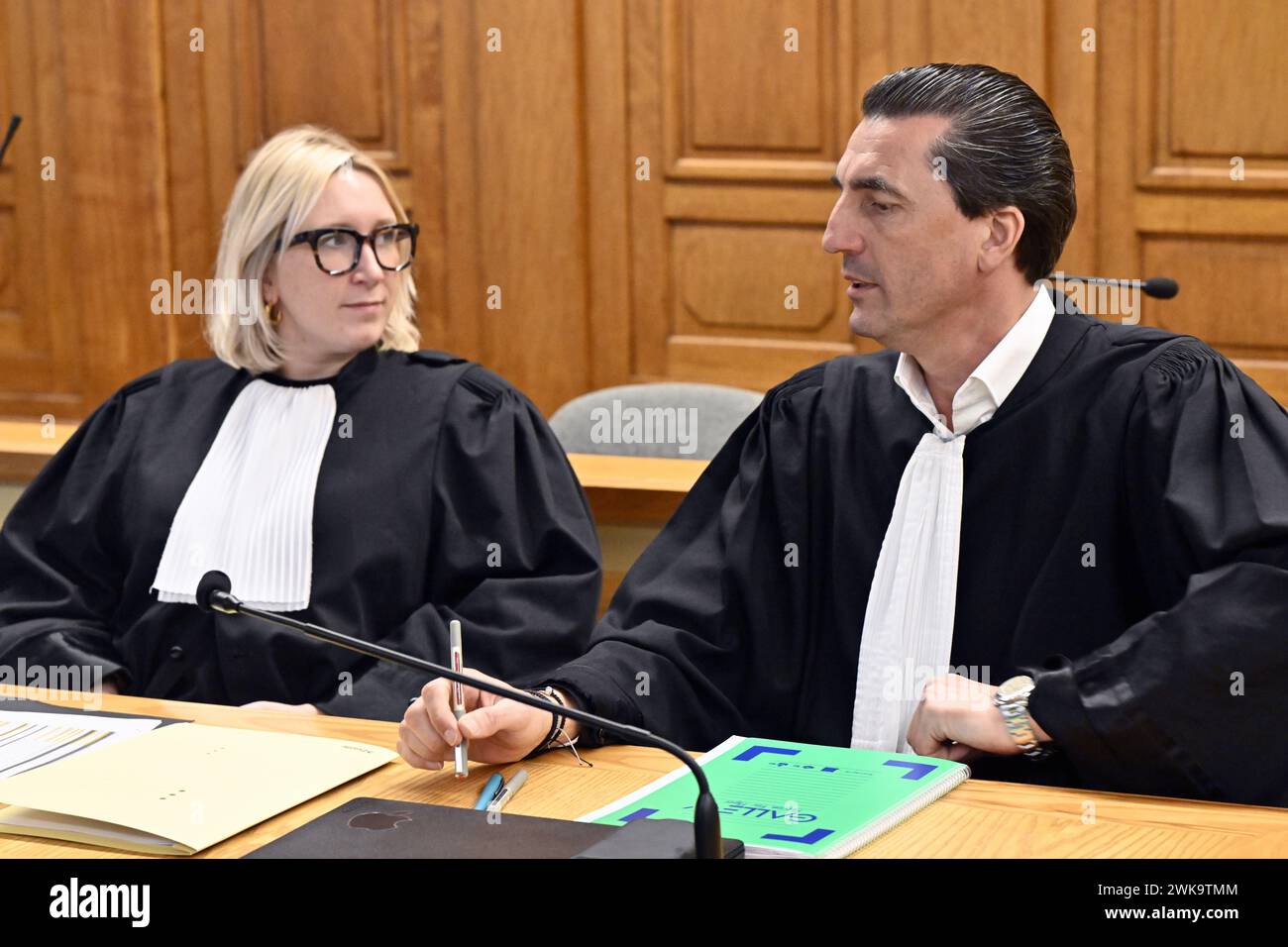 Leuven, Belgium. 19th Feb, 2024. Lawyer Joke Bleys and Lawyer Kris ...