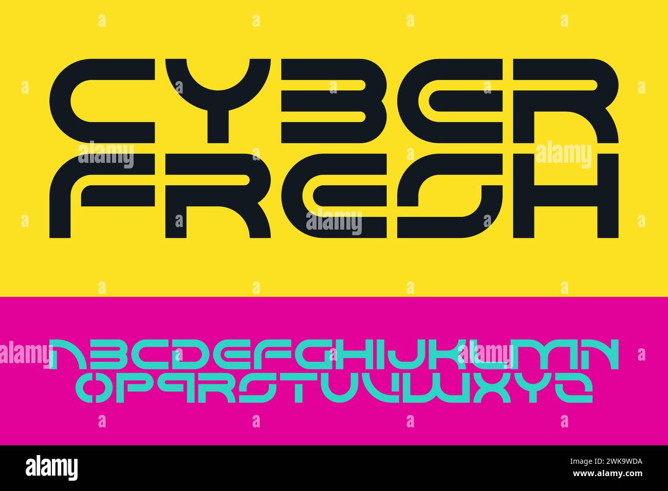 Design Cyber Fresh Typeface Alphabet Typography Font Letter Text Stock ...