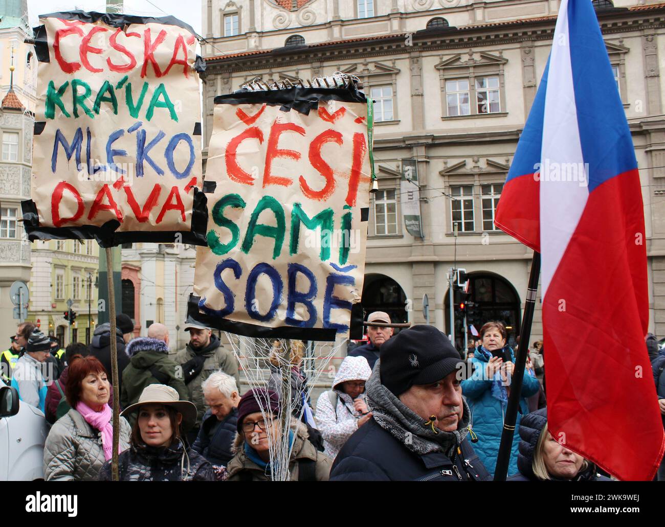 The protest of Czech farmers in Prague, Czech Republic, on February 19 ...