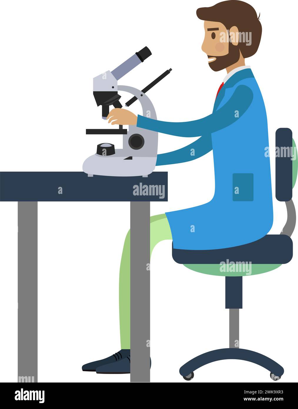 Researcher working with microscope at laboratory vector icon isolated ...