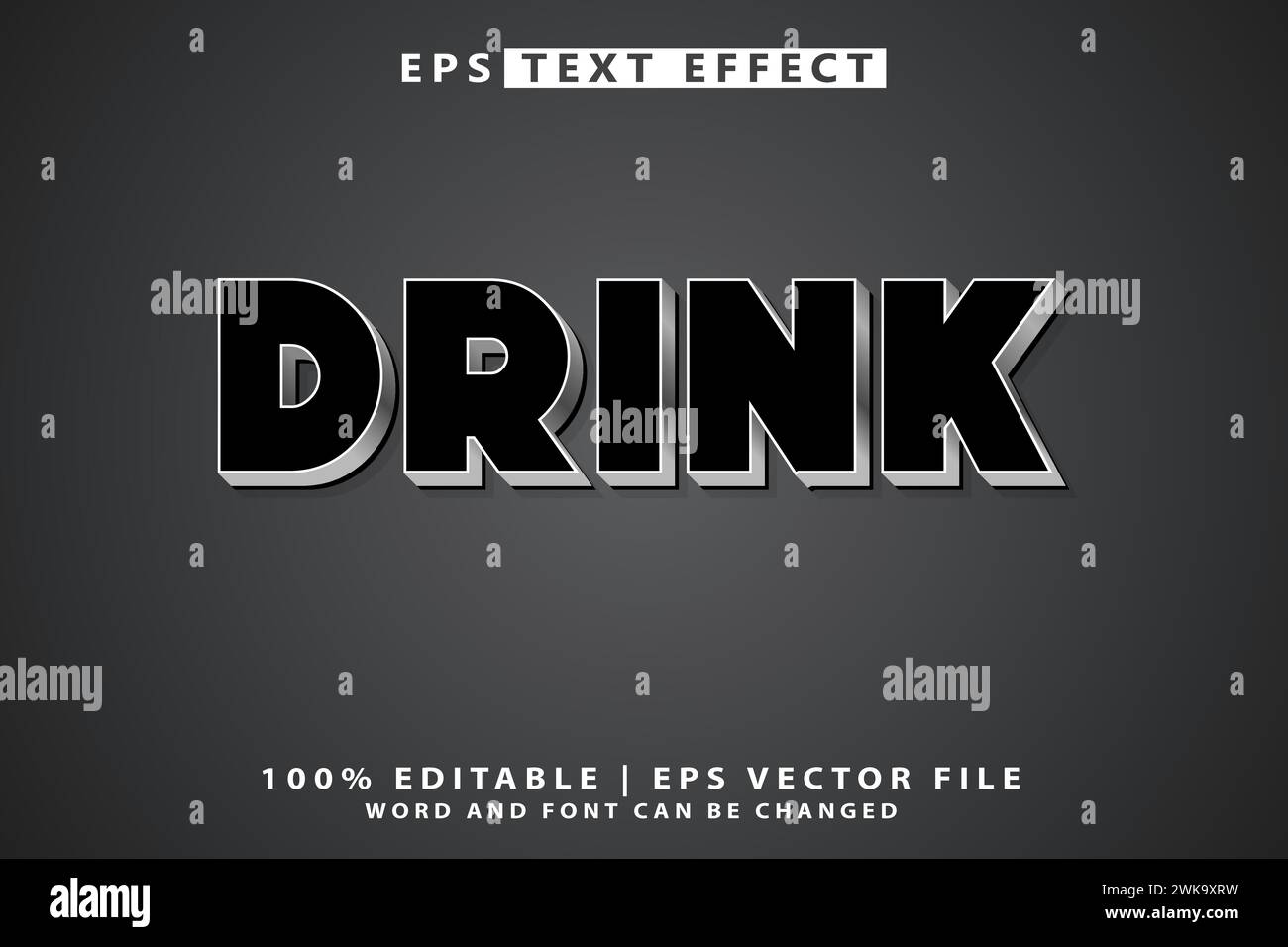 Drink 3d editable text effect stock vector Stock Vector Image & Art - Alamy