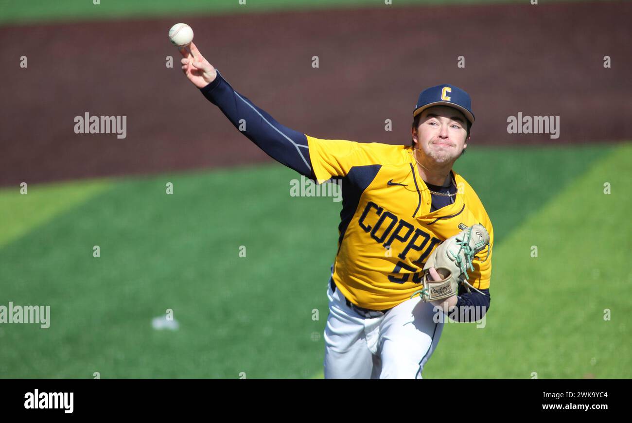 Coppin State pitcher Alek Elges (50) throws during an NCAA baseball ...