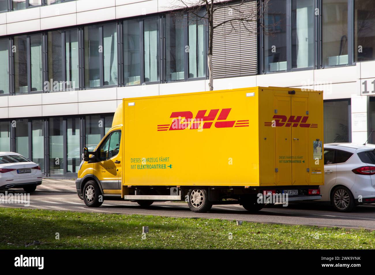 February 2024: DHL delivery vehicle in Ludwigshafen, Rhineland ...
