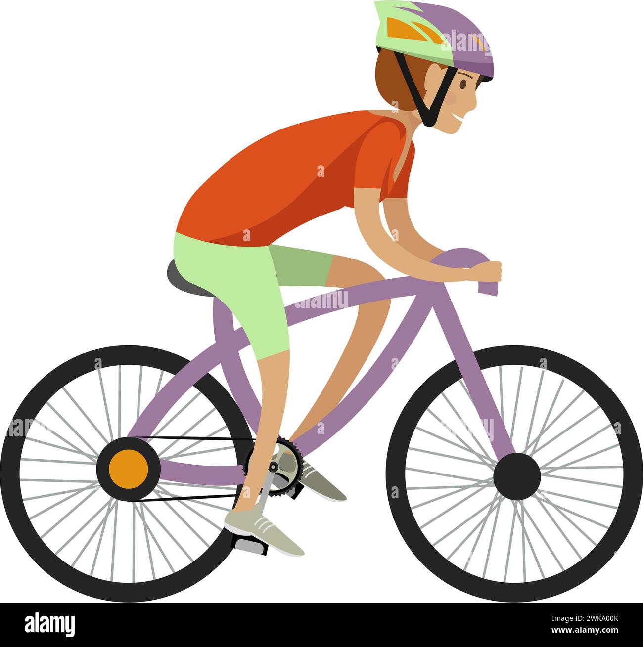 Sportsman enjoying speed riding bicycle vector icon isolated on white ...