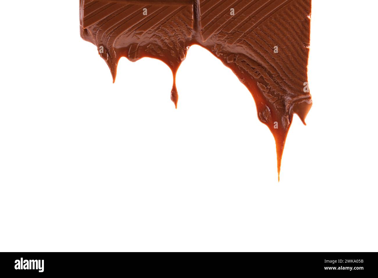 Piece of melted chocolate bar isolated on white background. Chocolate ...