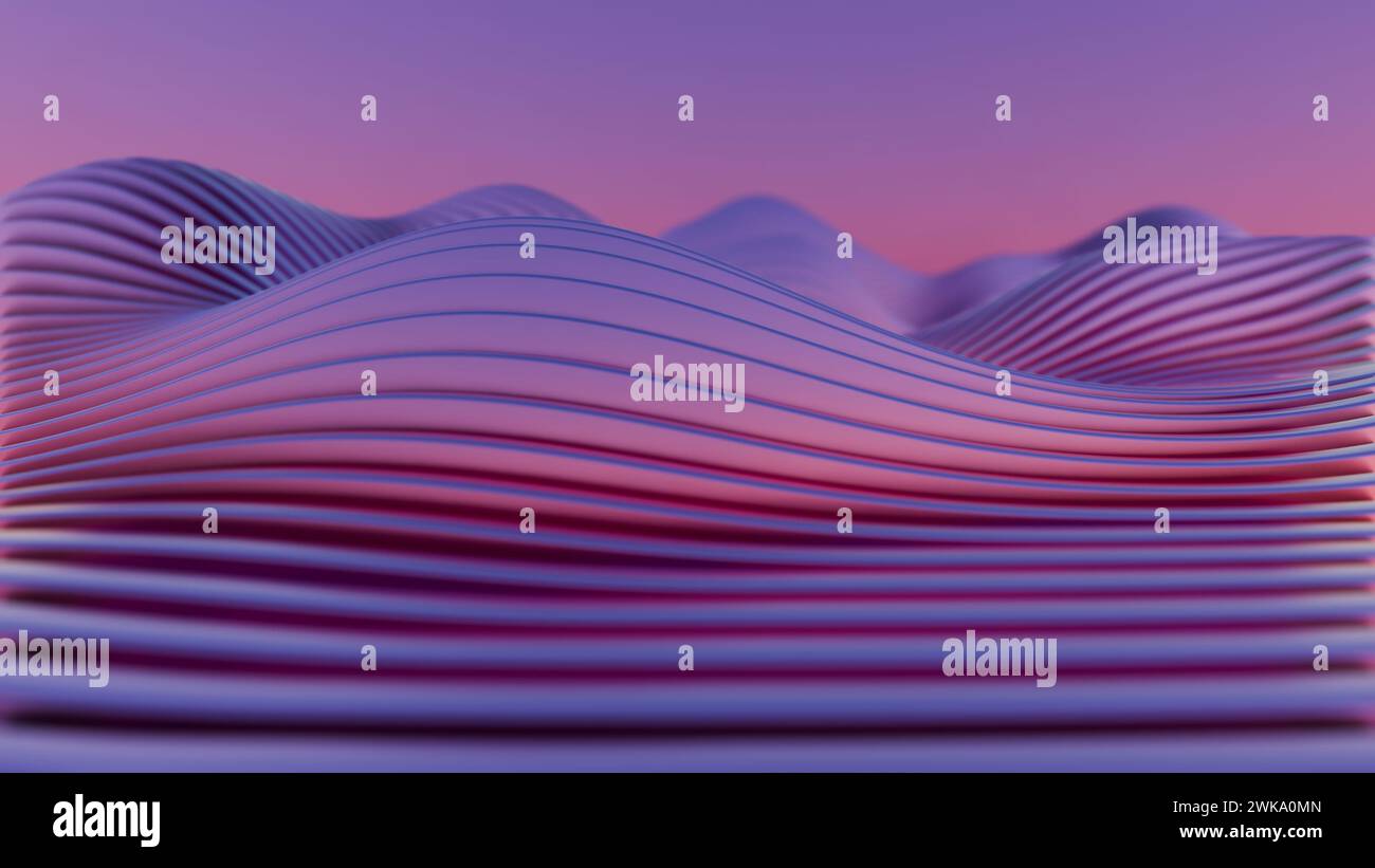 This captivating image features a retro wave landscape illuminated by ...