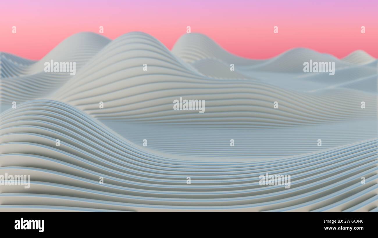 This captivating image features a retro wave landscape illuminated by ...