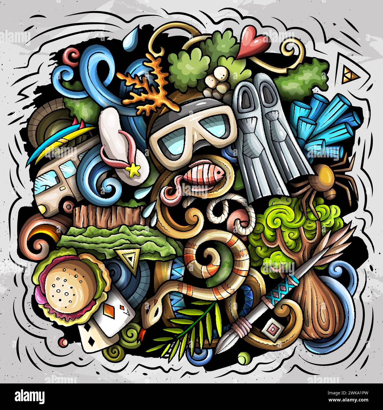 Australia cartoon vector doodle illutraditional symbols. Australian ...