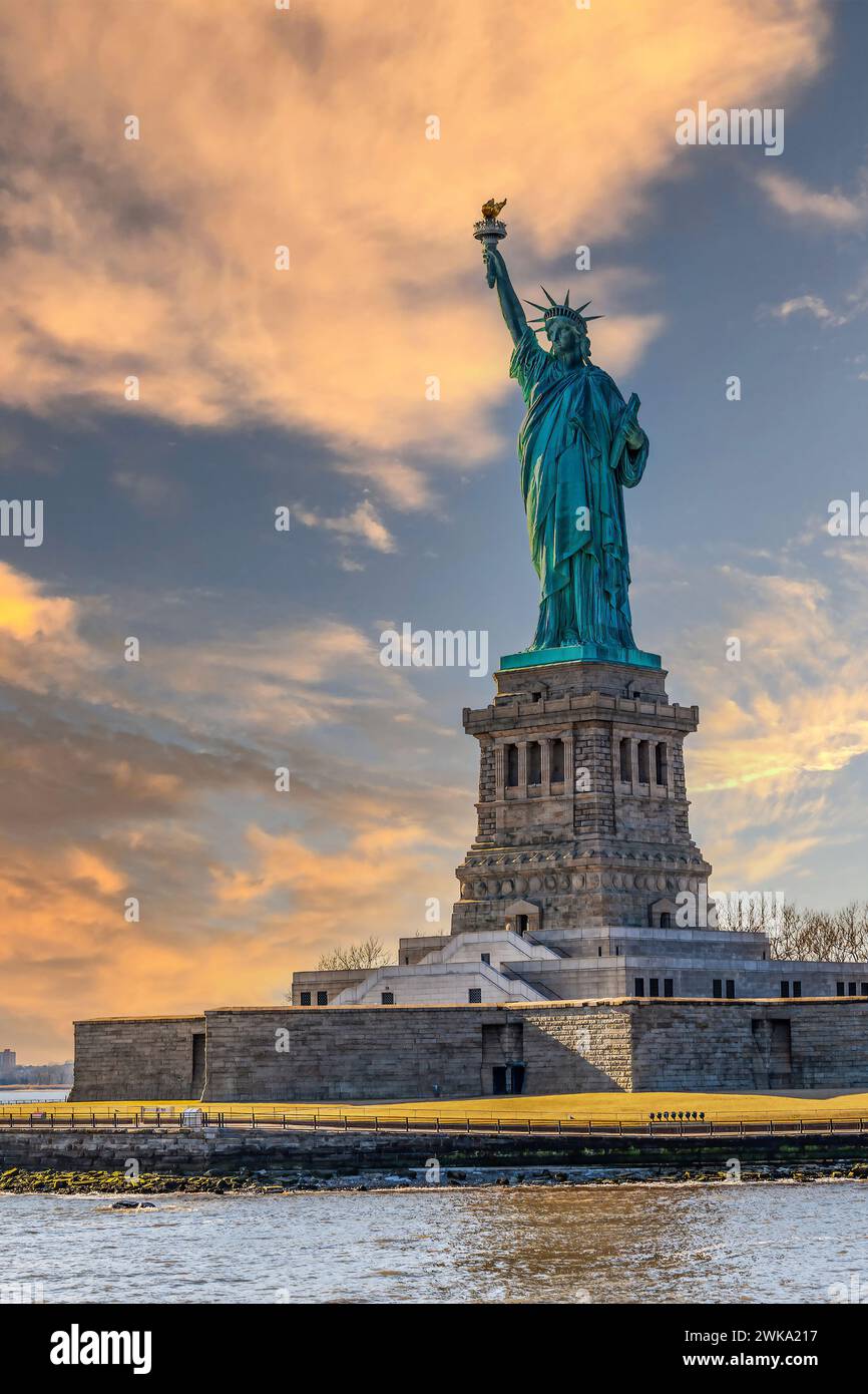The Statue of Liberty,a copper neoclassical sculpture on Liberty Island ...