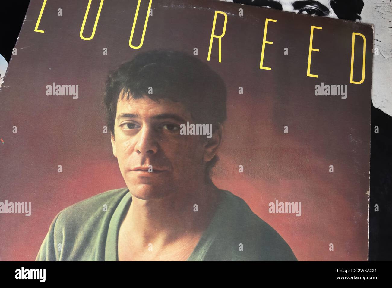 Viersen, Germany - January 9. 2024: Closeup of singer Lou Reed vinyl ...