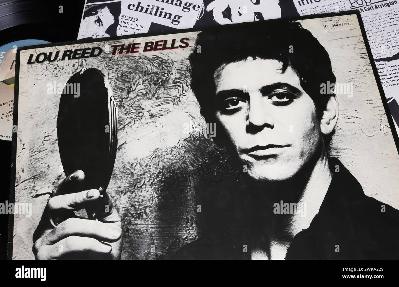 Viersen, Germany - January 9. 2024: Closeup of singer Lou Reed vinyl ...