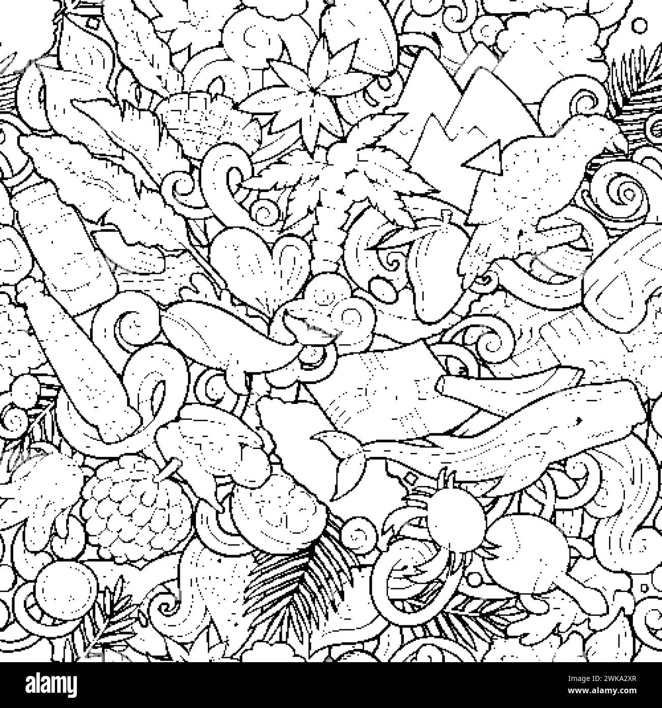 Cartoon Doodles Dominica Seamless Pattern Stock Vector Image And Art Alamy