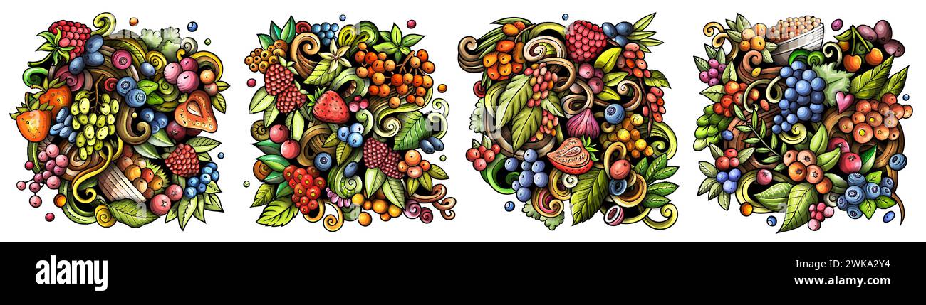 Berries cartoon vector doodle designs set Stock Vector Image & Art - Alamy