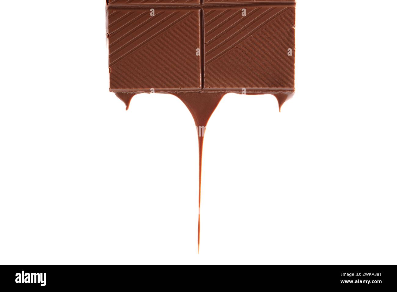 Piece of melted chocolate bar isolated on white background. Chocolate ...