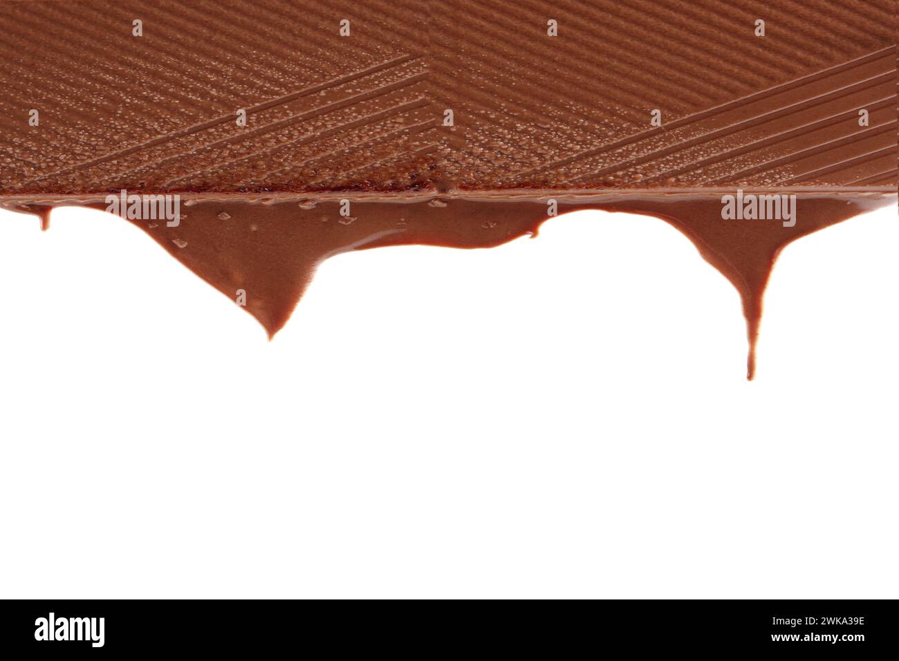 Piece of melted chocolate bar isolated on white background. Chocolate ...