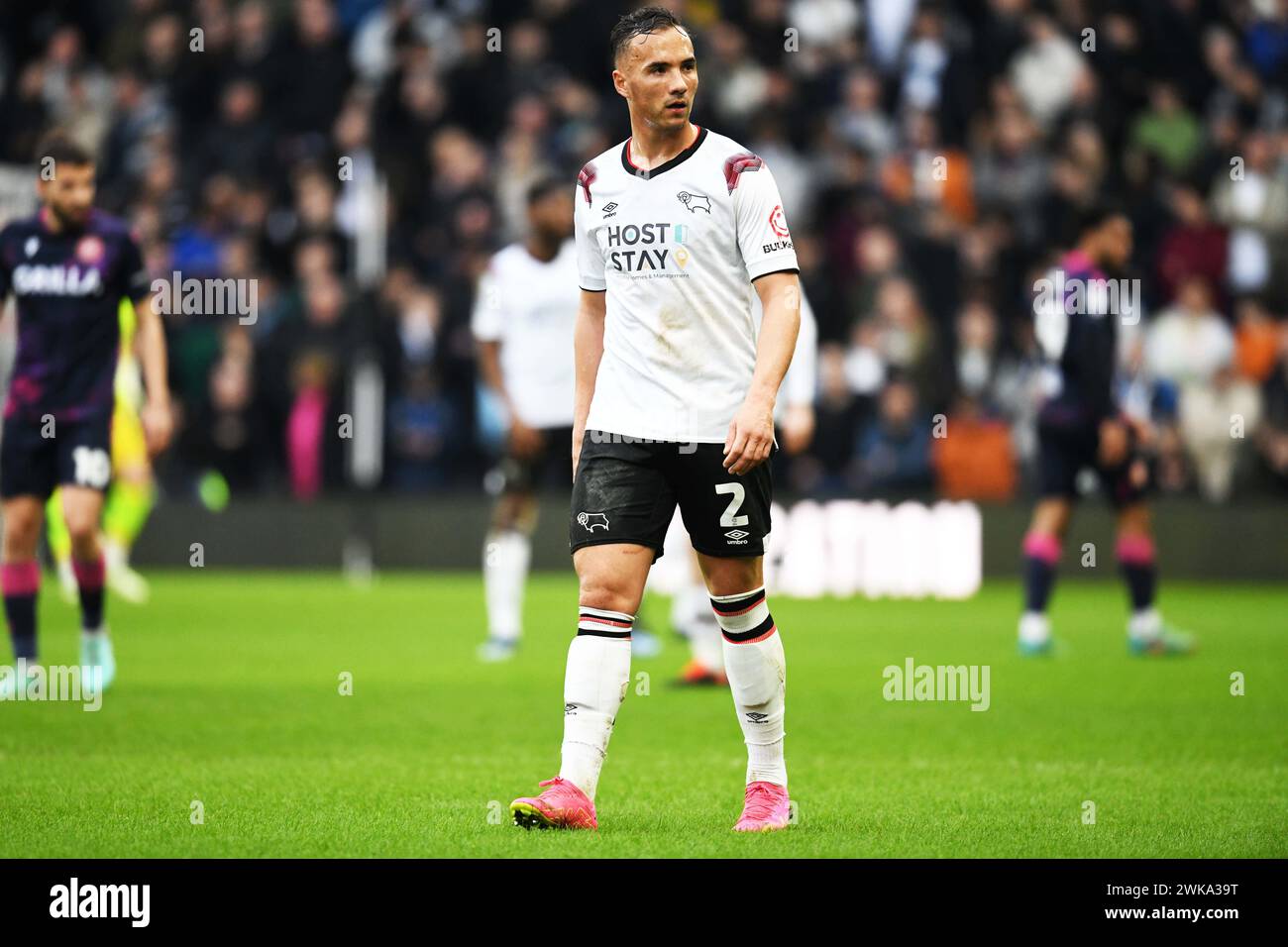 Derby, UK. 17th Feb, 2024. Portrait, profile of Derby County defender ...