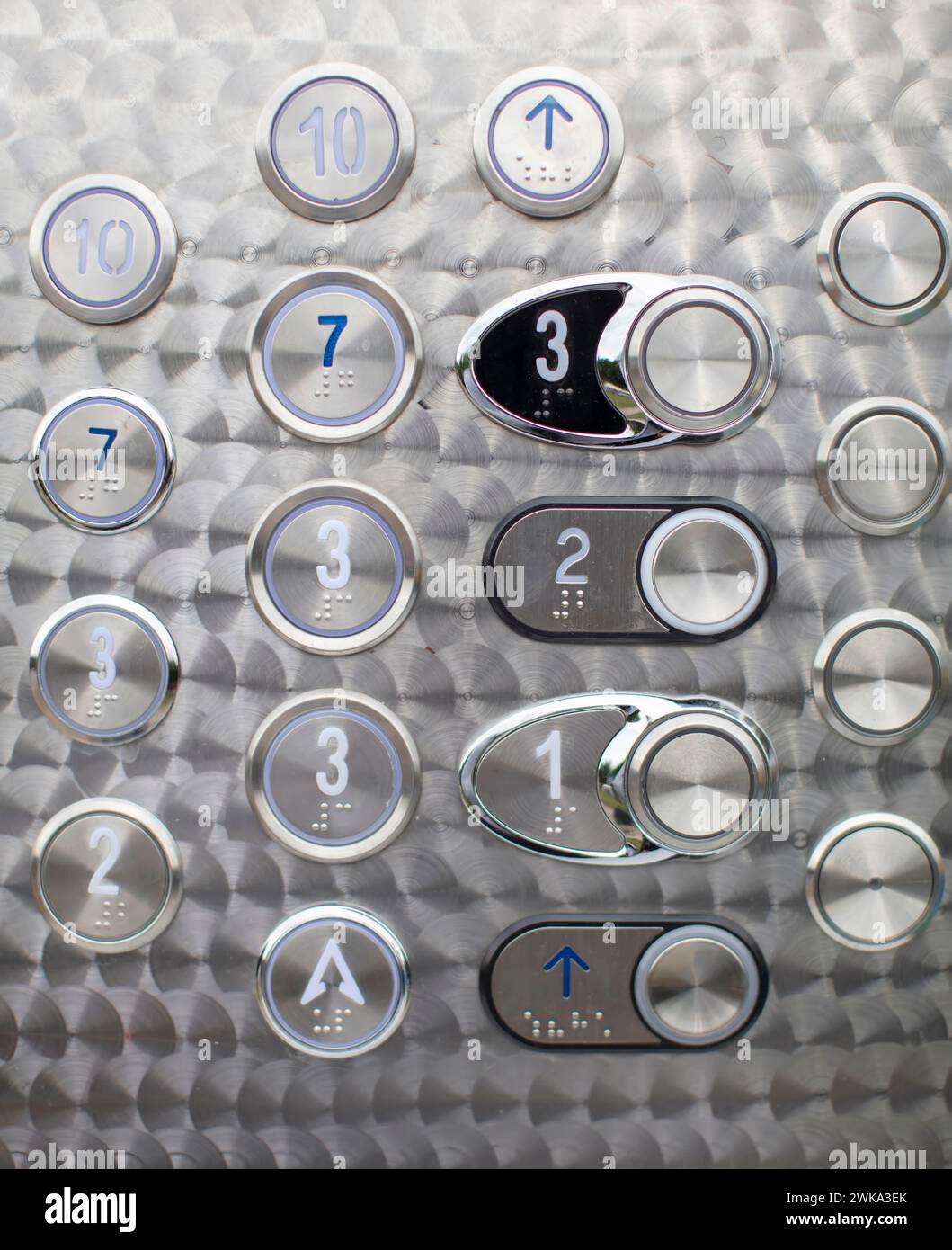 Metal elevator panel with buttons and numbers Stock Photo - Alamy