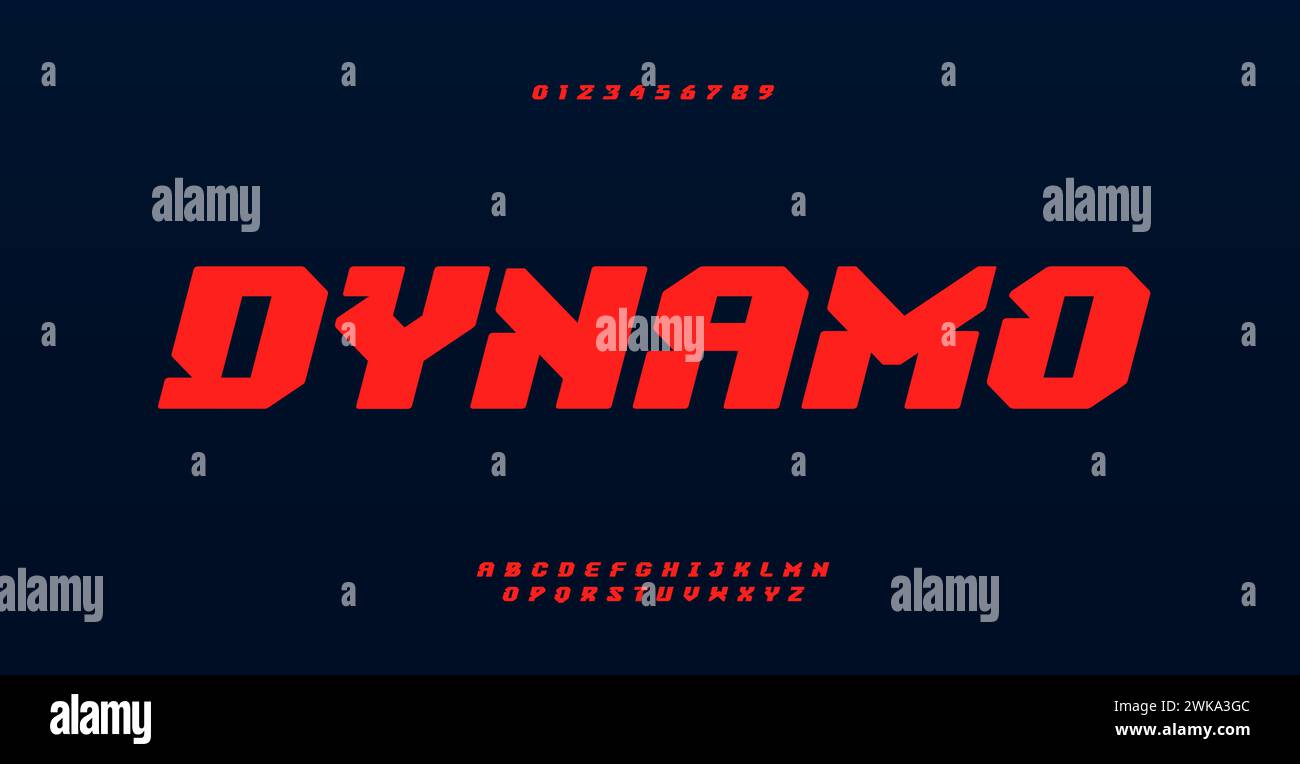 Dynamic slant alphabe, modernity strength typeset for sport, technology ...