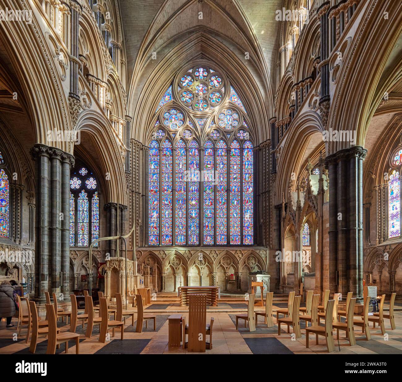 The 14th century Angel Choir and high altar of Lincoln Cathedral also ...
