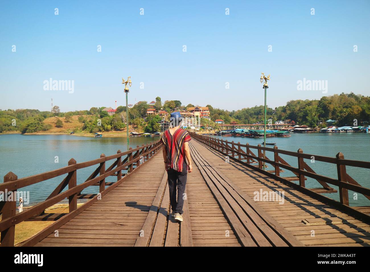 Traveler Walking on Mon Bridge Songkalia River, the Iconic Landmark of ...