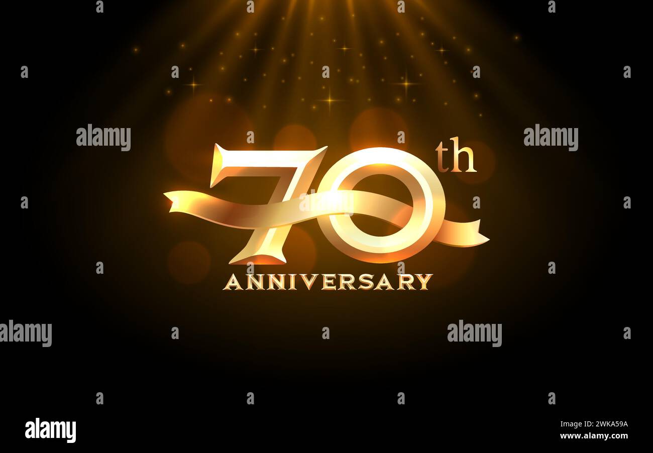 Anniversary 70th year, golden celebration, birthday event. Vector Stock ...