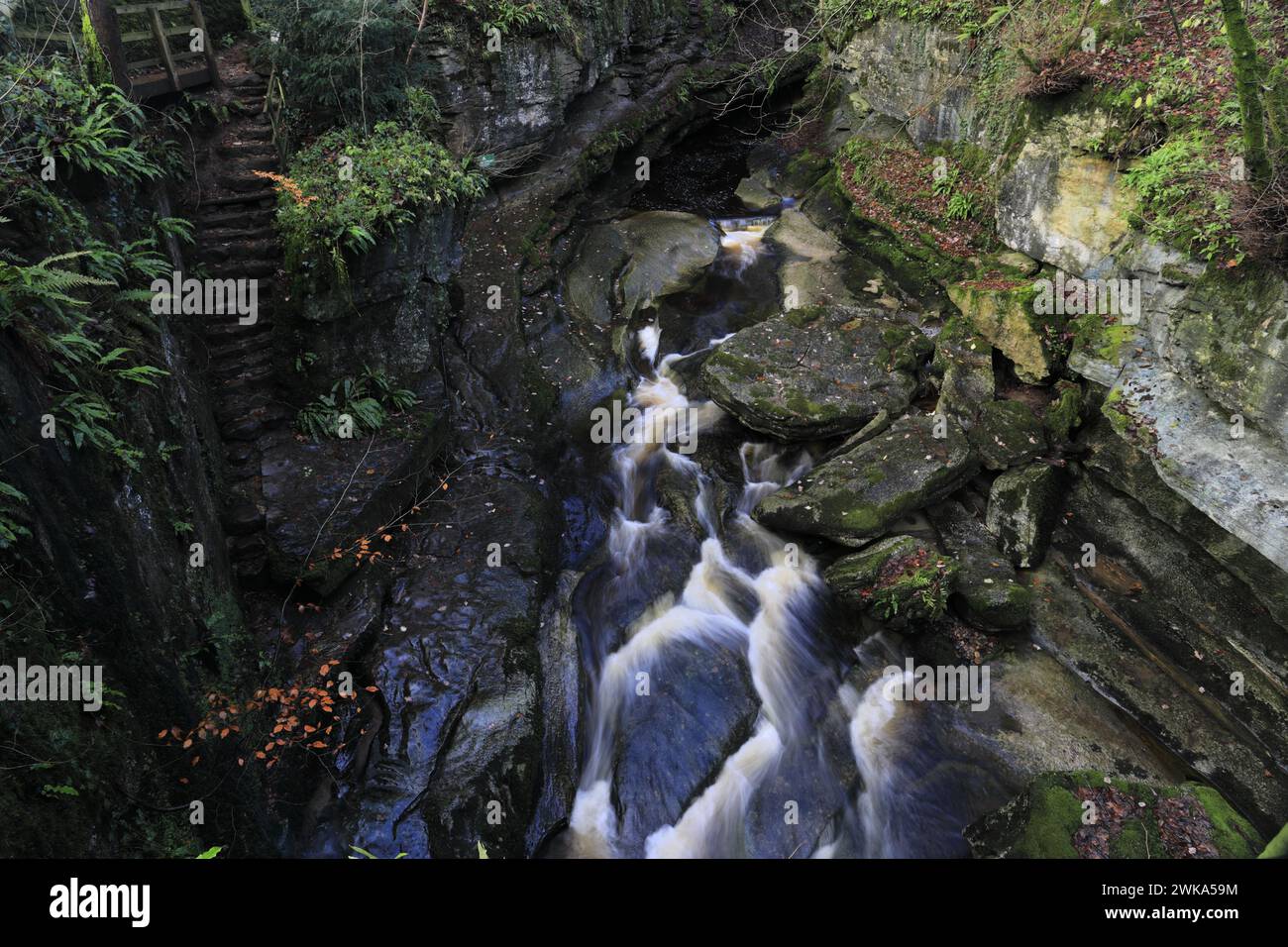 View over How Stean Gorge, Stean village, Nidderdale, North Yorkshire ...
