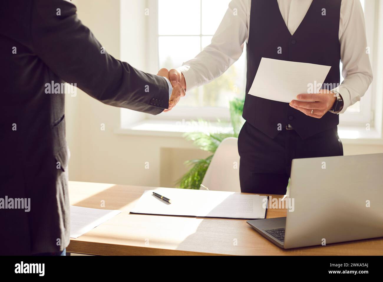 Business people handshake in good greeting, showing agreement, contract ...